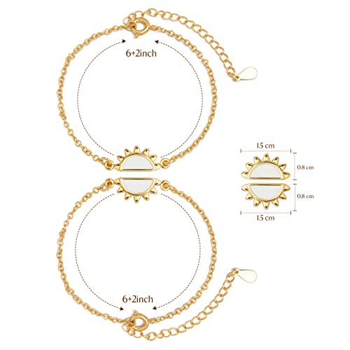 Friendship Sun Bracelet, 16k Gold Plated Copper Cute Sun Dainty Bracelets Delicate Adjustable Link(gold color plated)
