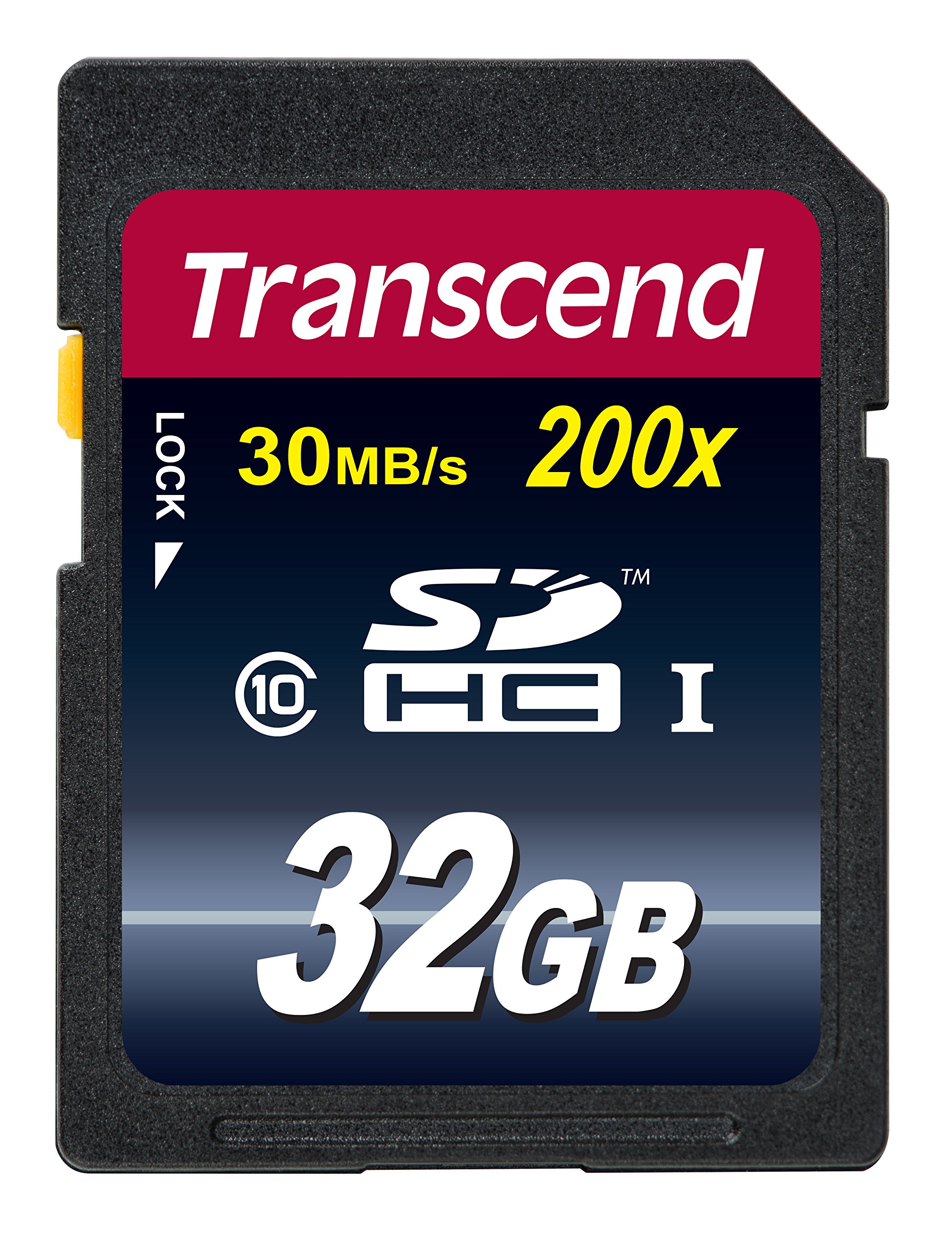 Transcend 32GB SDHC Class 10 Flash Memory Card Up to 30MB/s (TS32GSDHC10), Blue