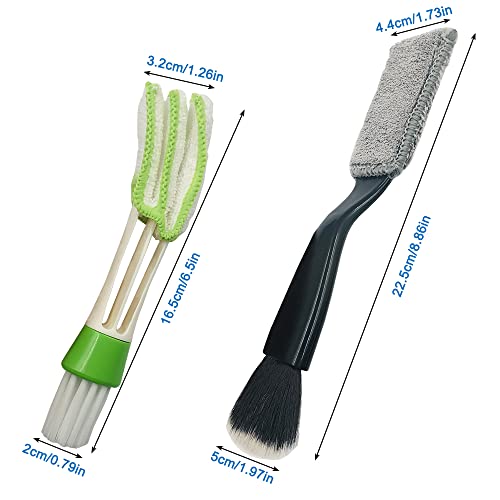FineGood 2 Pcs Double Head Car Detailing Brushes, Car Brushes Soft Car Cleaning Kit Brush Interior Car Cleaner Detail Brushes for Car Clean