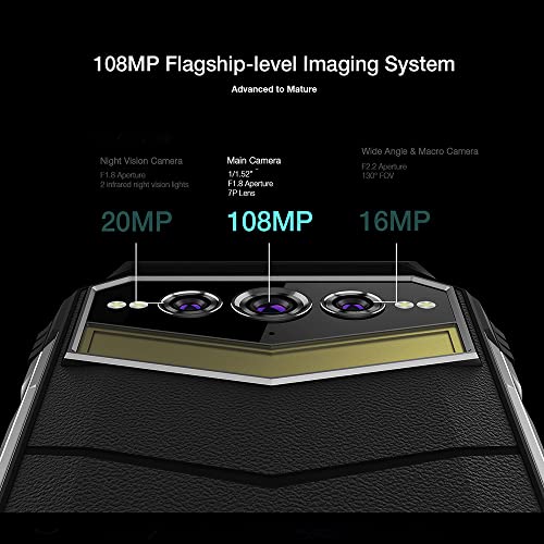 DOOGEE S100 Pro 4G Rugged Smartphone Android 12 20GB+256GBb Waterproof Cell Phone, 6.58" FHD+ Screen, 22000mAh Battery 33W, 108MP+20MP Camera, Dual SIM 4G Unlocked Rugged Phone OTG GPS NFC, Black