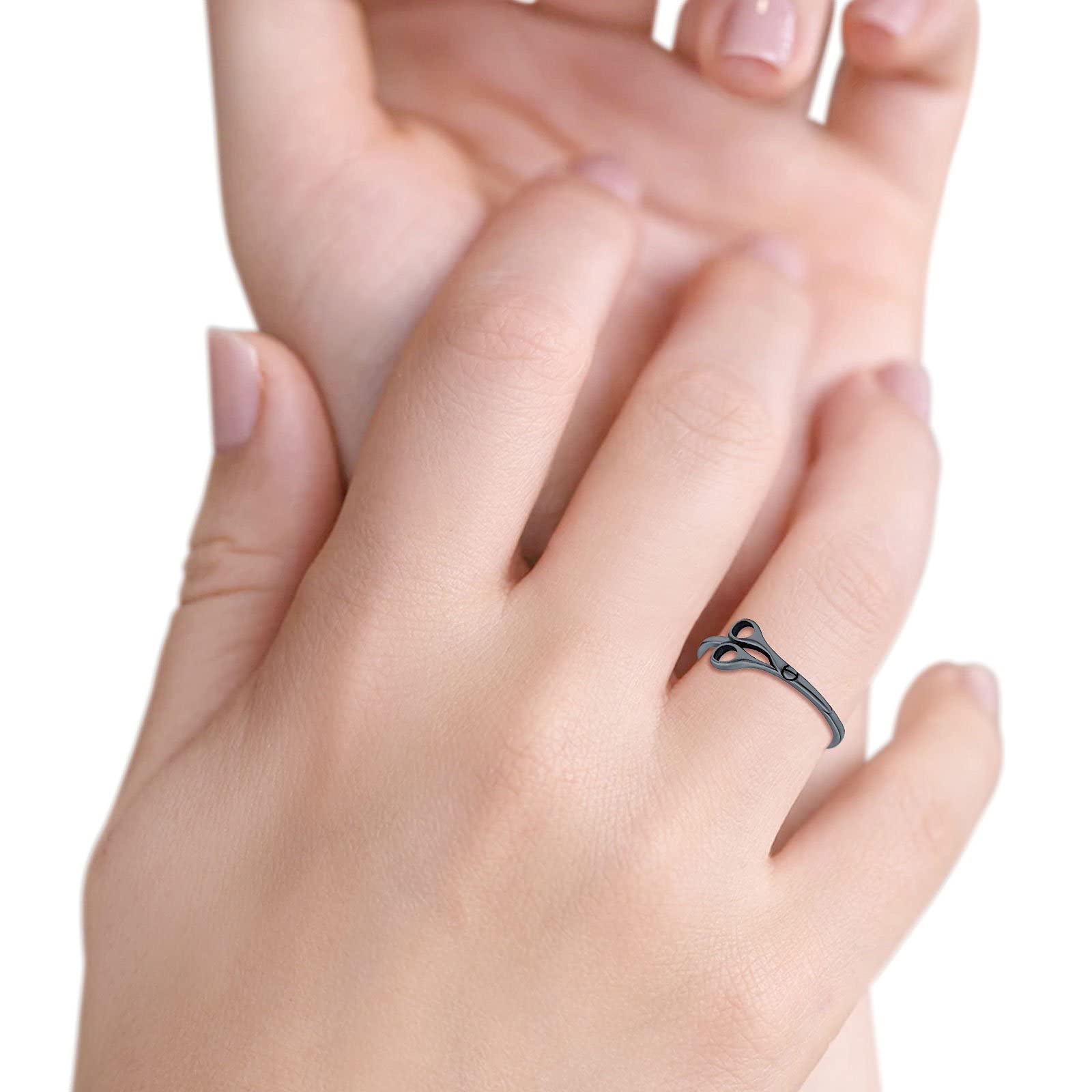 Blue Apple Co. Black Tone, Sterling Silver Size-7 Scissors Band Oxidized Ring Solid Round 925 Sterling Silver