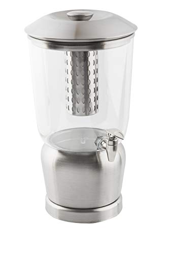 Tablecraft 2.5 Gallon Drink Dispenser with Fruit Infuser & Stand | BPA Free | Tritan Stainless Steel | Cold Beverage Dispenser for Catering, Buffet or Home Use (75)
