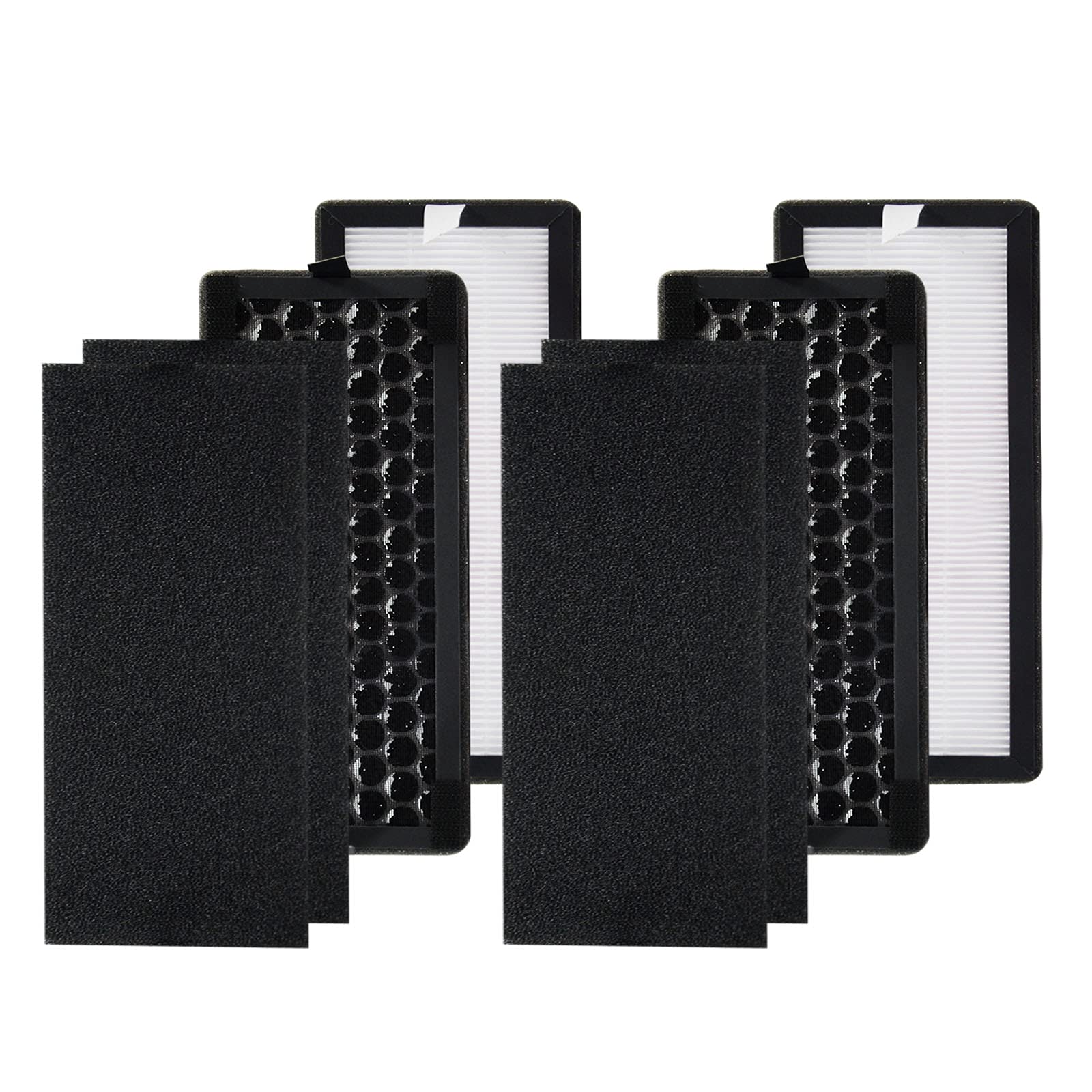 PUREBURG YY11200 Replacement Filter Set Compatible with Lasko HF11200 Desktop Air Purifier, 2 H13 HEPA+2 Activated Carbon Filter + 4 Carbon Pre-filters