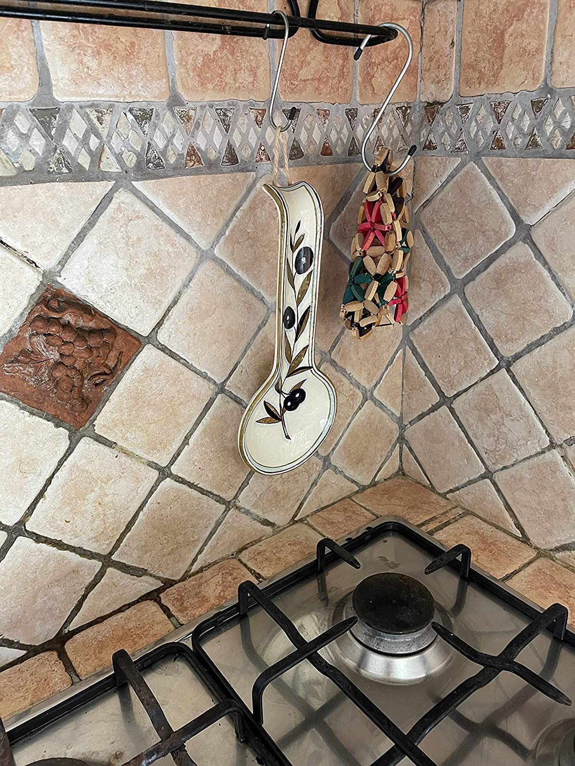 CERAMICHE D'ARTE PARRINI - Italian Ceramic Spoon Rest Holder Decorated Olives Pottery Art Hand Painted Made in ITALY Tuscan