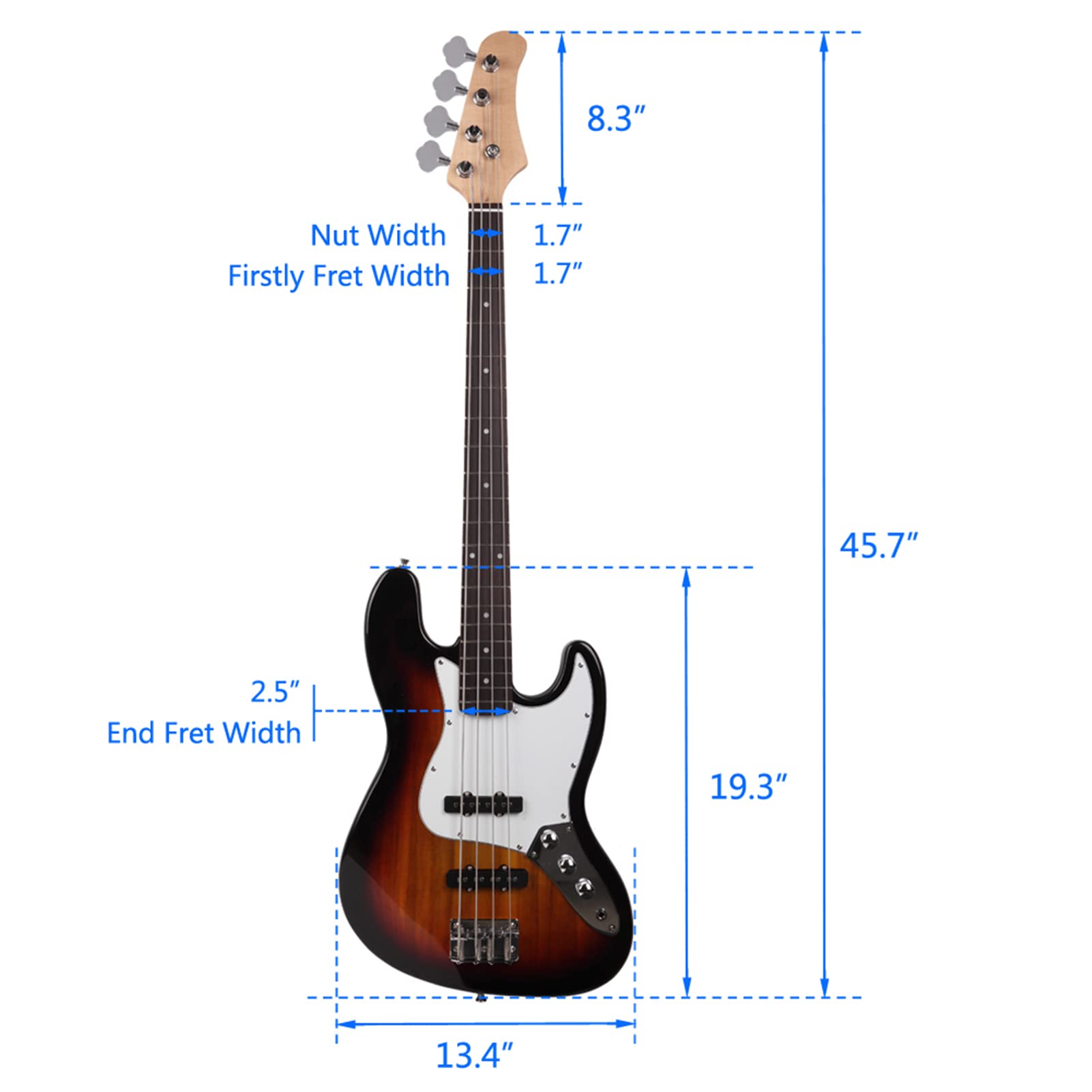 PURELOVEE 45 Inch Electric Bass Guitars Beginner Kit, Full Size 4 Strings Bass Guitar with Gig Bag, Guitar Hanger Hook, Finger Hand Piano, Guitar Strap, Pick and Guitar Cable