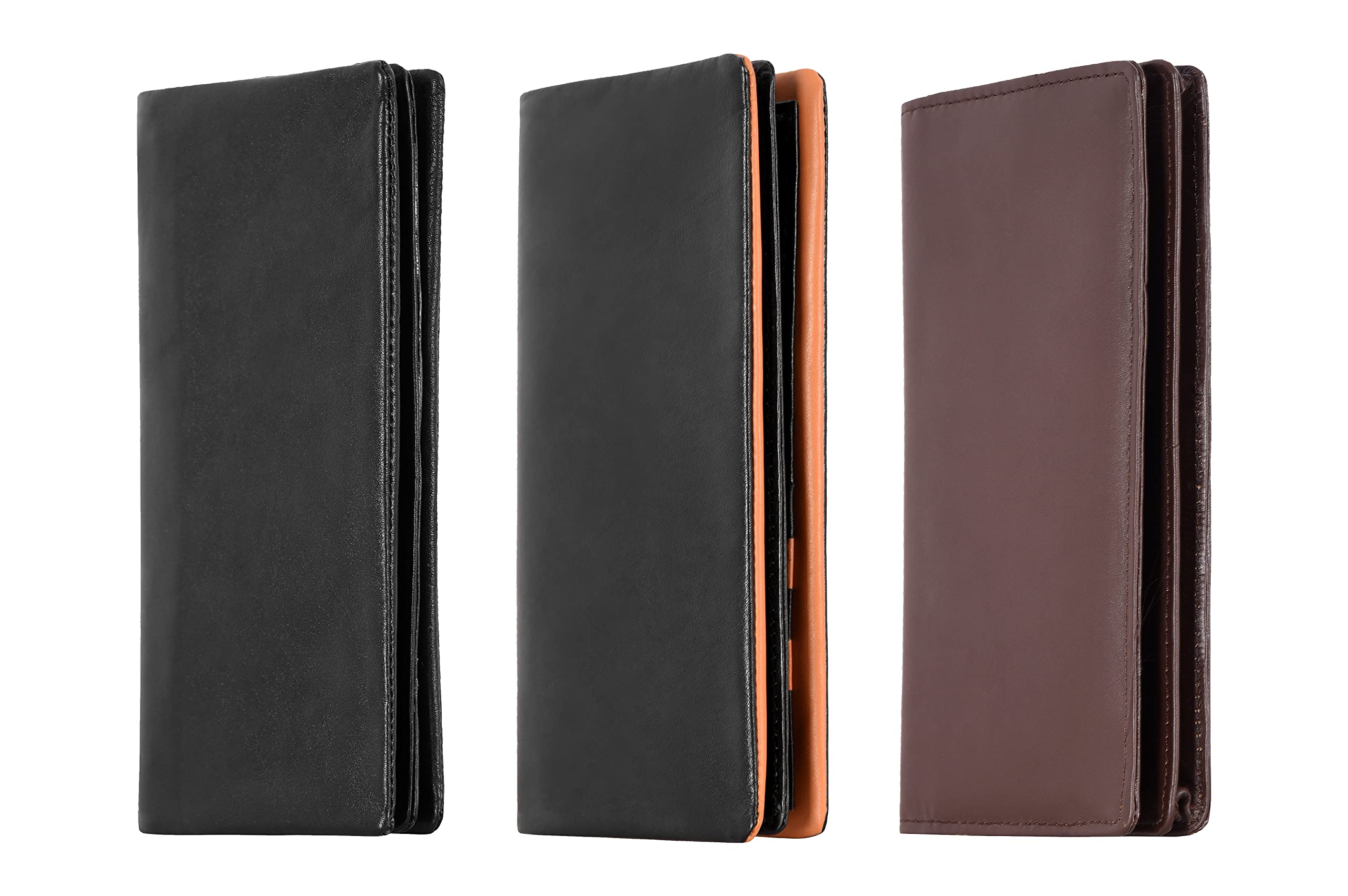 TRENDSLOCKER Executive Leather Wallet Purse Unisex RFID Protection Bifold Wallet (Black/Tan)