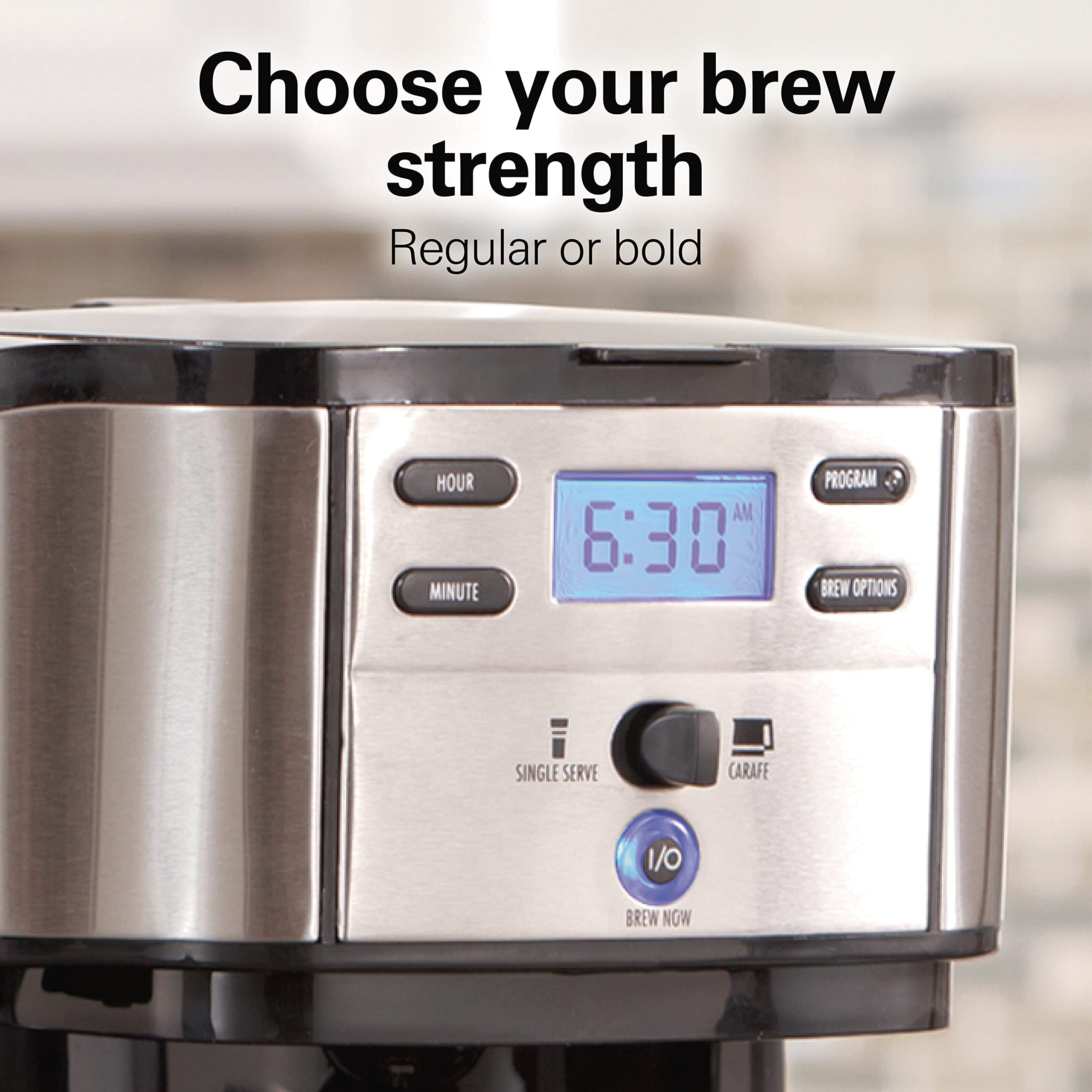 Hamilton Beach (49980A) Single Serve Coffee Maker and Coffee Pot Maker, Programmable, Black/Stainless Steel (Renewed)
