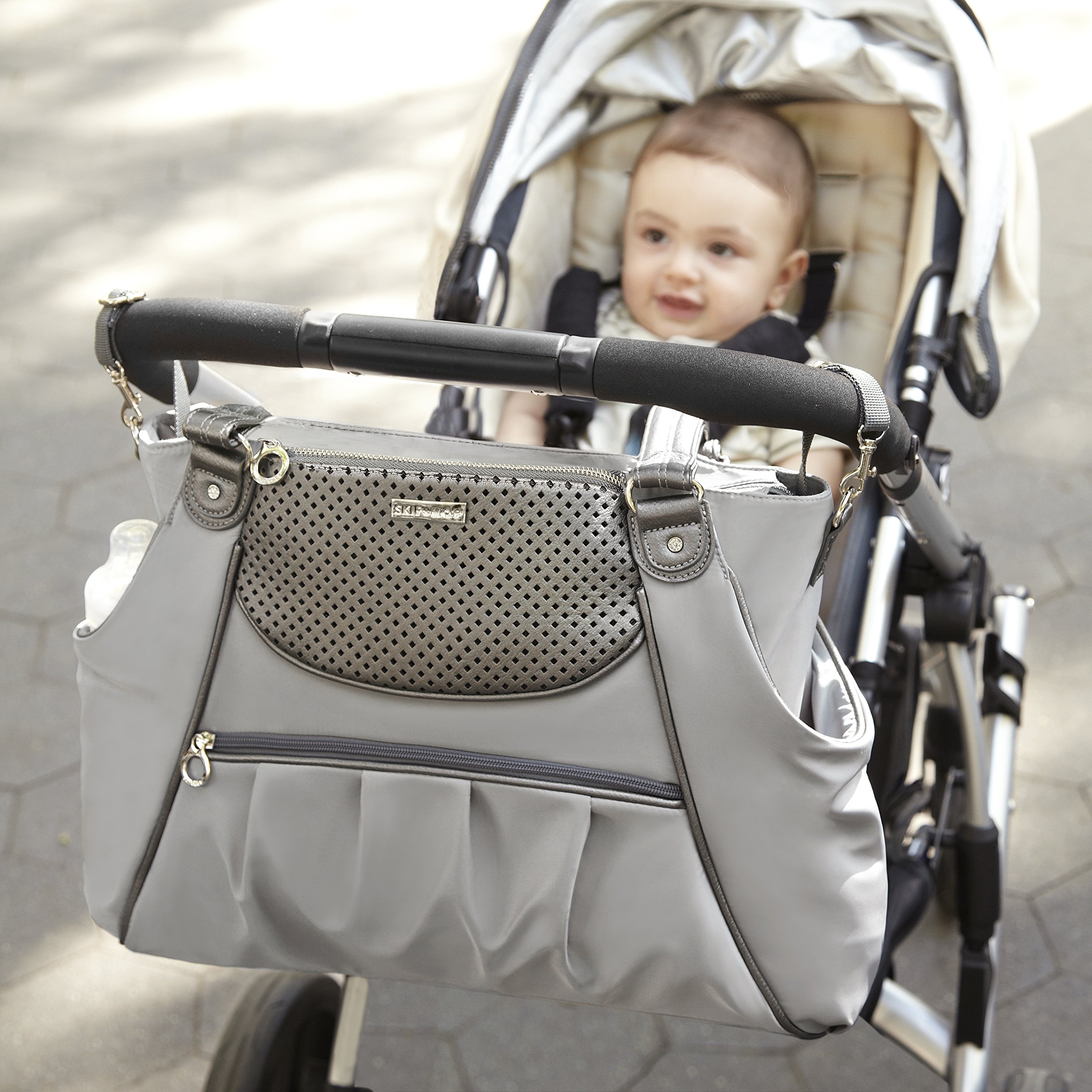 Skip Hop Studio Select Day-to-Night Diaper Satchel, Pewter