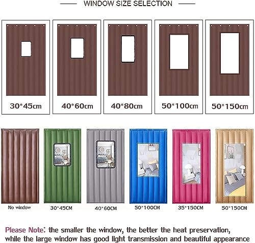 Kszoxdi Heavy Duty Thermal Insulation PU Doorway Curtain Screen Door Curtains Panel Soundproof Blanket Extra Wide with Window 30cm W x 45cm L for Garage Front Door Patio Kitchen Pink (Size : W130cm*H