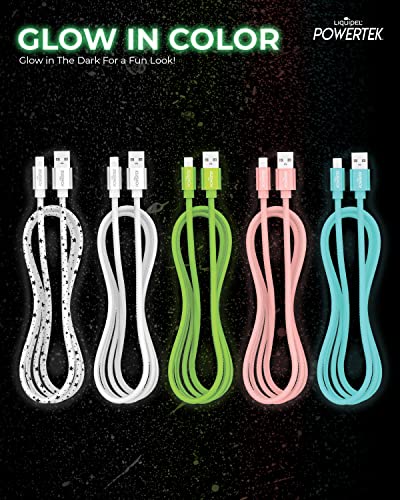 LIQUIPEL Powertek Glow MFi Certified Charger Compatible for Apple iPhone, iPad, 5ft Cable, Lightning to USB Cable Cord, Fast Charging Lightning Cable (Pink)