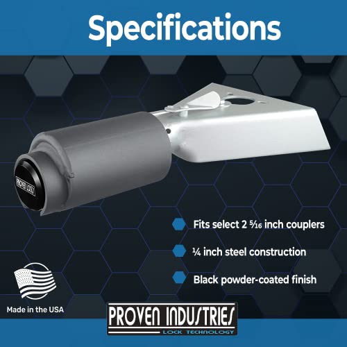 Proven Industries Model 2516-B Trailer Lock, Fits 2 5/16-Inch Bulldog or Ram Trailer Couplers, Made in The USA, (Black)