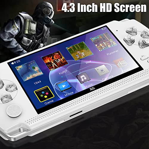 KToyoung Handheld Game Console, Built-in 1200 Games 4.3ββ HD Screen Retro Gaming System, Support TV Output, Portable Rechargeable Game Console with Dual Joystick, Best Gift for Kids and Adult (White)