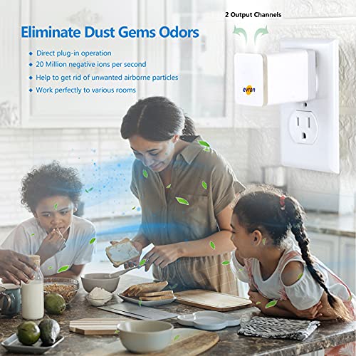 Evron Ionizers for Home,Negative Ion Plug In Folding Prongs Mobile Ionizer with Output up to 20 Million Negative Ions/Sec (Blue light 3 Pack)