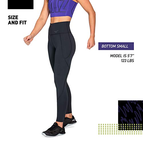Mizuno Women's Leggings by , Full Length Instinct Tights, High-Waisted Compression Leggings with Pockets for Exercise & Working Out, Black, Medium