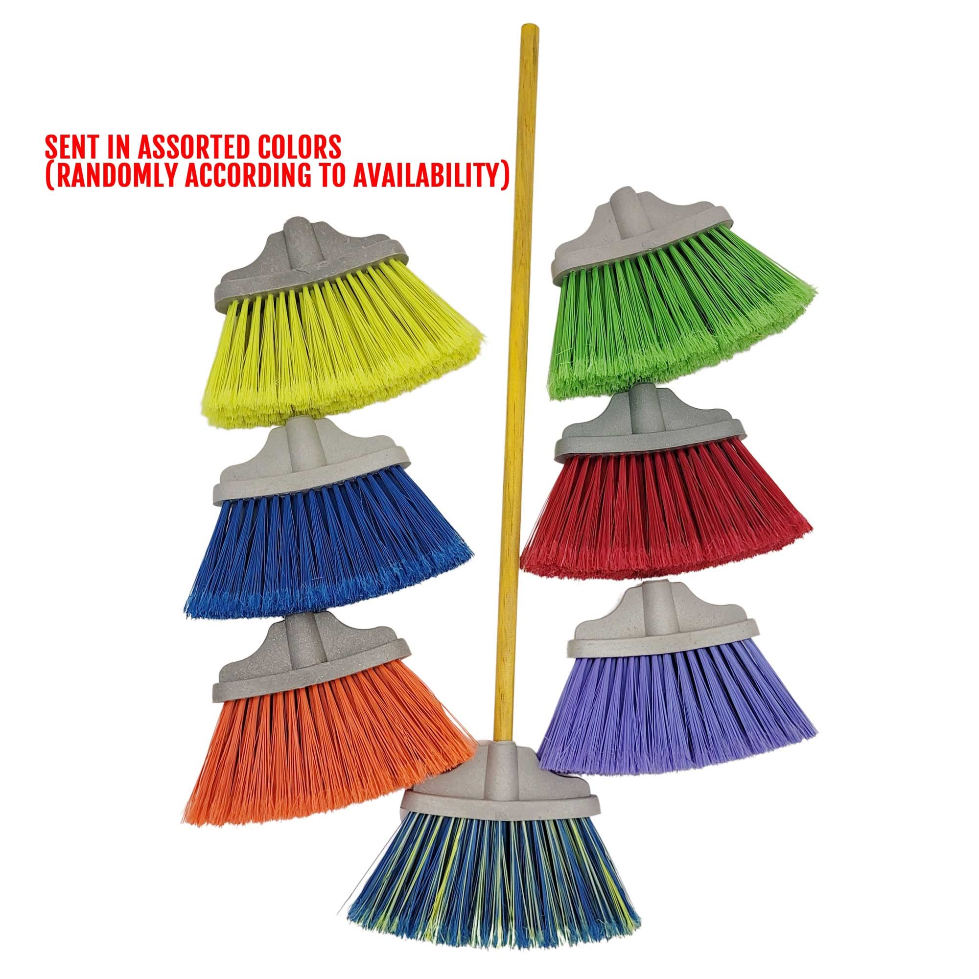 Children's Brooms 27" Long for Kids Sweeping Indoors Outdoors Leaves Wooden Handle (Set of 3)