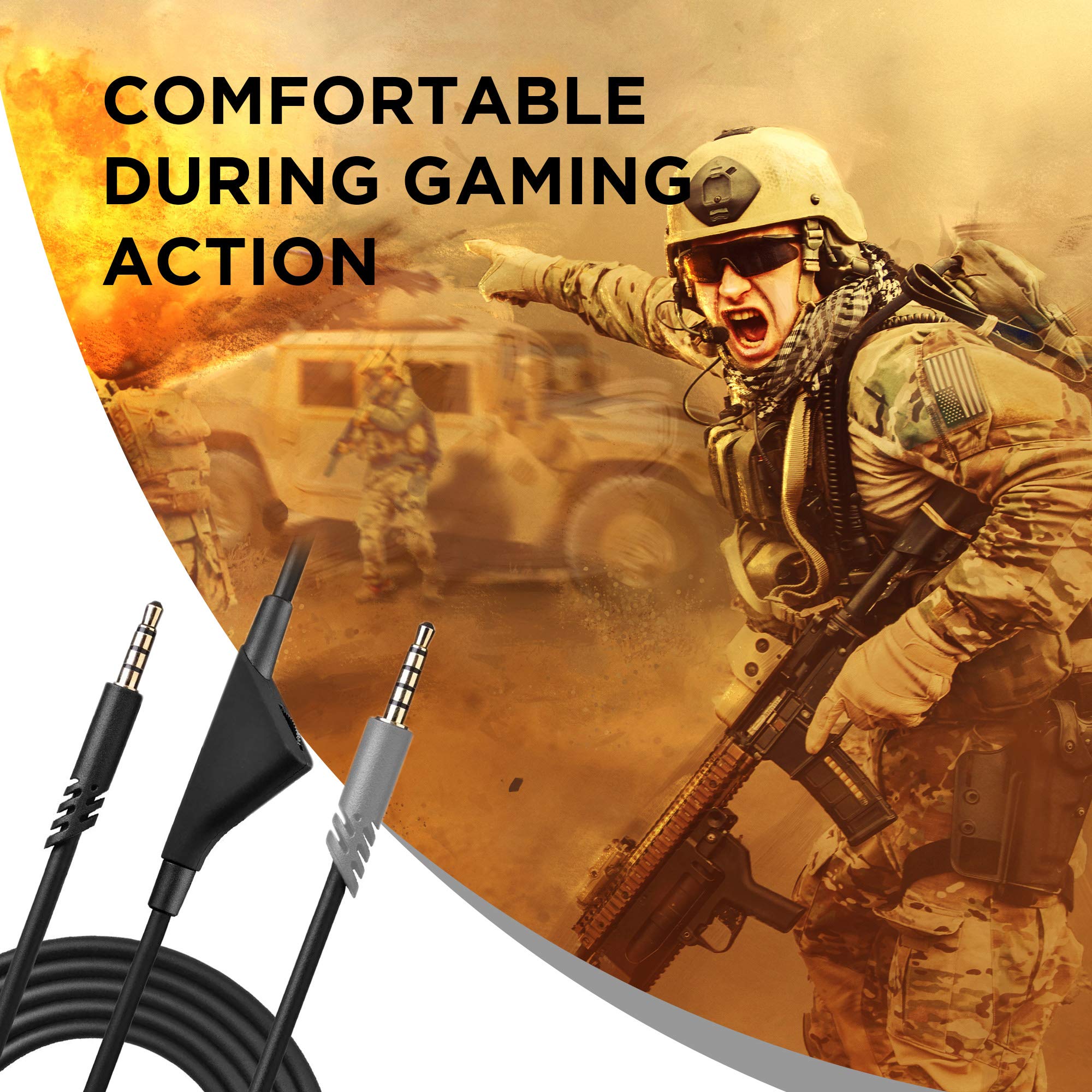 Replacement Astro A10 Cord Cable with Volume Control - Works with Astro A40, A40TR Gaming Headset Cable - Audio Gaming A10 Headset Cable Fits Xbox One, PS4, PC, Most Smartphones (6.5 Feet/2.0 M)