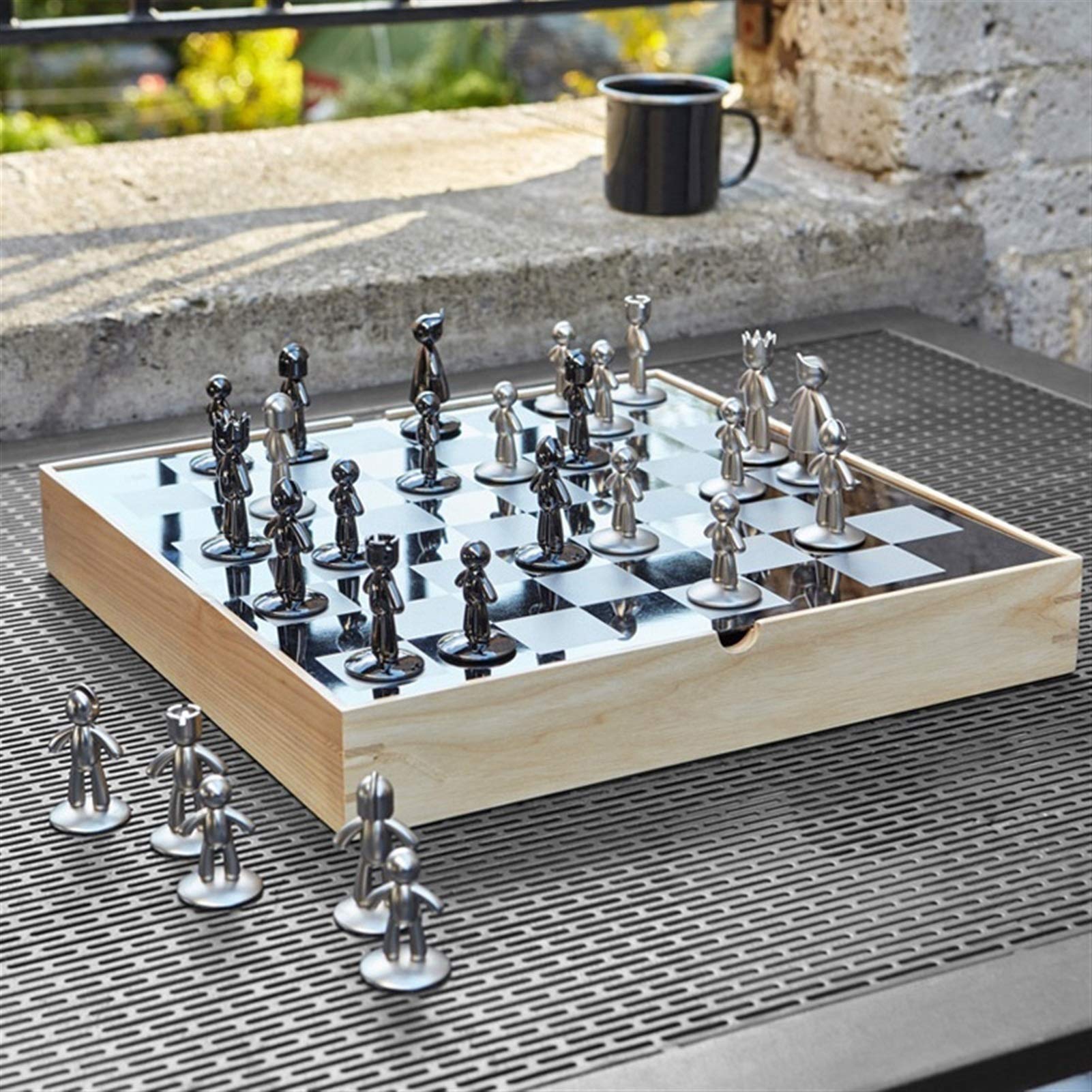 Chess Decoration Wooden Chess Board Metal Chess Piece Living Room Home Decoration Decoration Gift