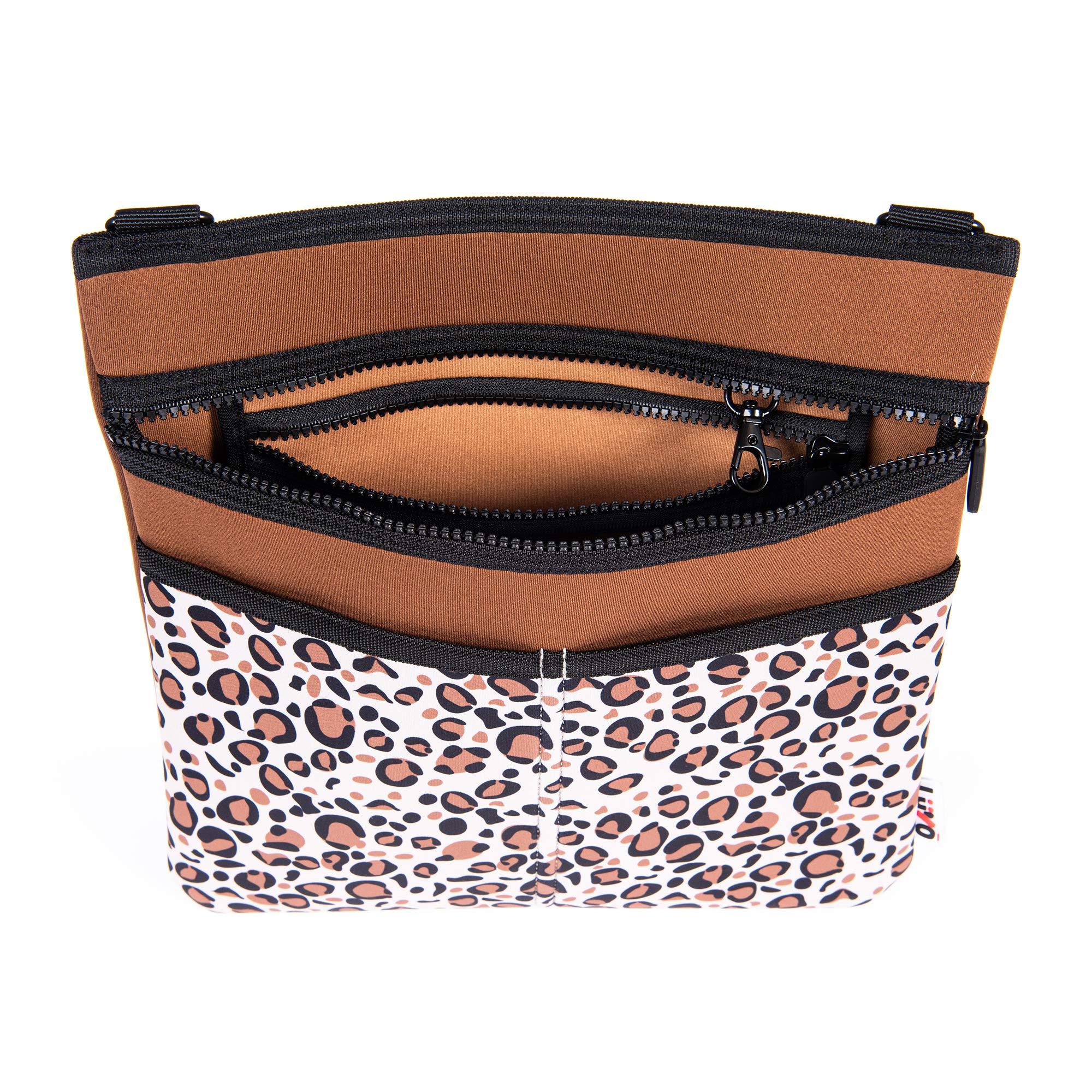 Luvo - Neoprene Pancake Crossbody Bags - Teens, Tweens, & Adults - Leopard