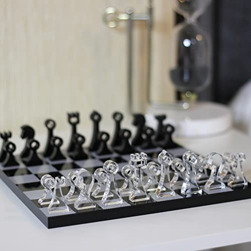 Portable Acrylic Chess Set with Storage - Travel Chess Set with Acrylic Board & Pieces
