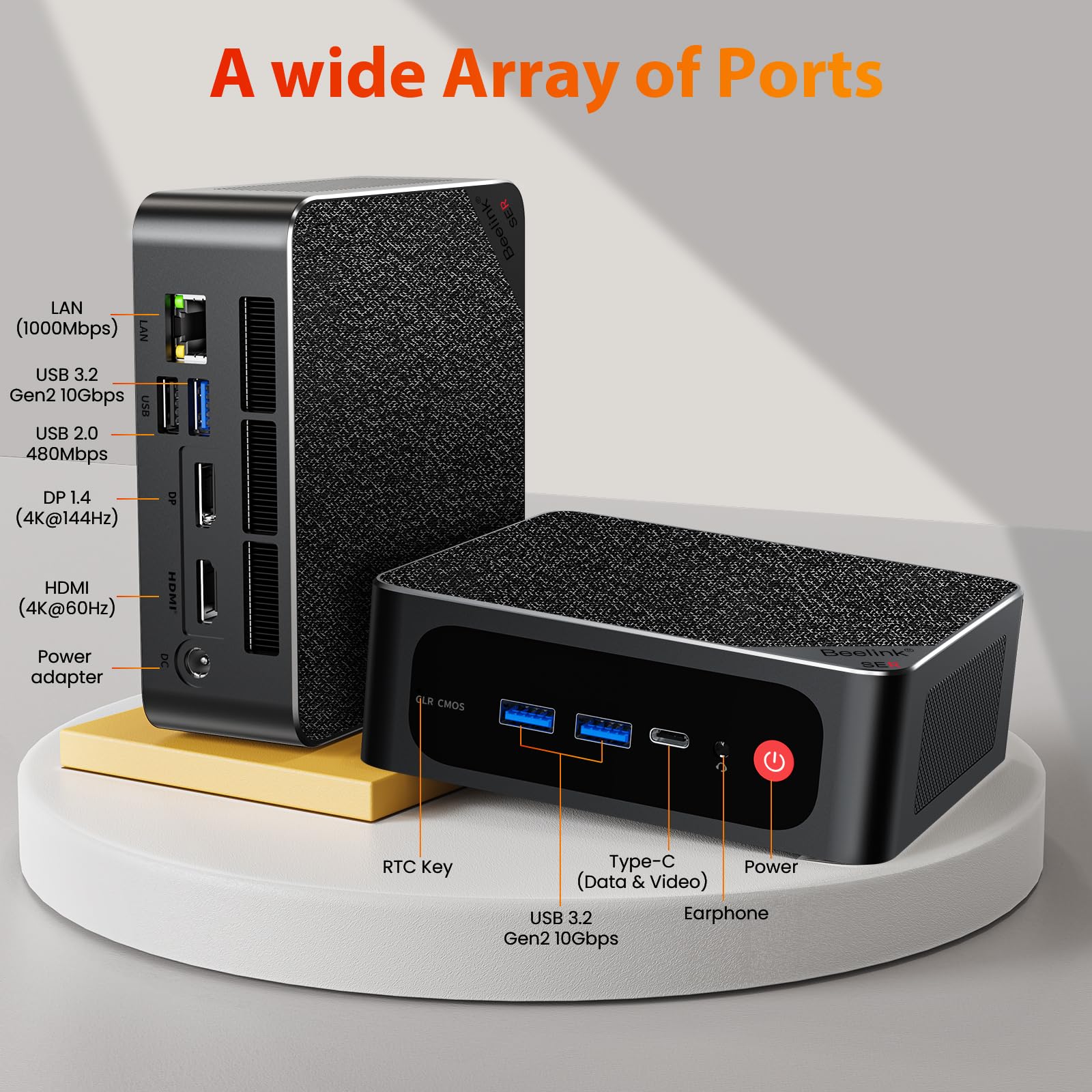 Beelink Mini PC AMD Ryzen 7 5800H (up to 4.4GHz) Mini Computer, SER5 MAX 16GB DDR4 RAM 500GB M.2 PCIe SSD, TDP 54W Mini Desktop WiFi6 BT5.2 Triple Display HDMI+DP+Type-C Office Computer Home Computer