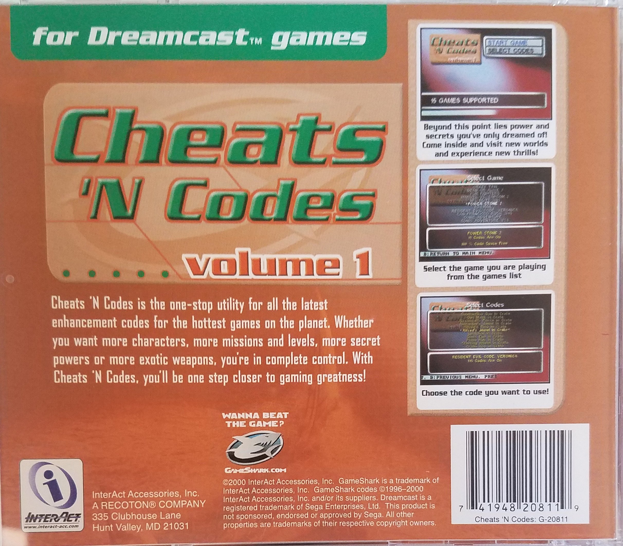 Import Enabler for PAL and Japanese Games & Game Shark Cheats 'N Codes for Sega Dreamcast Games