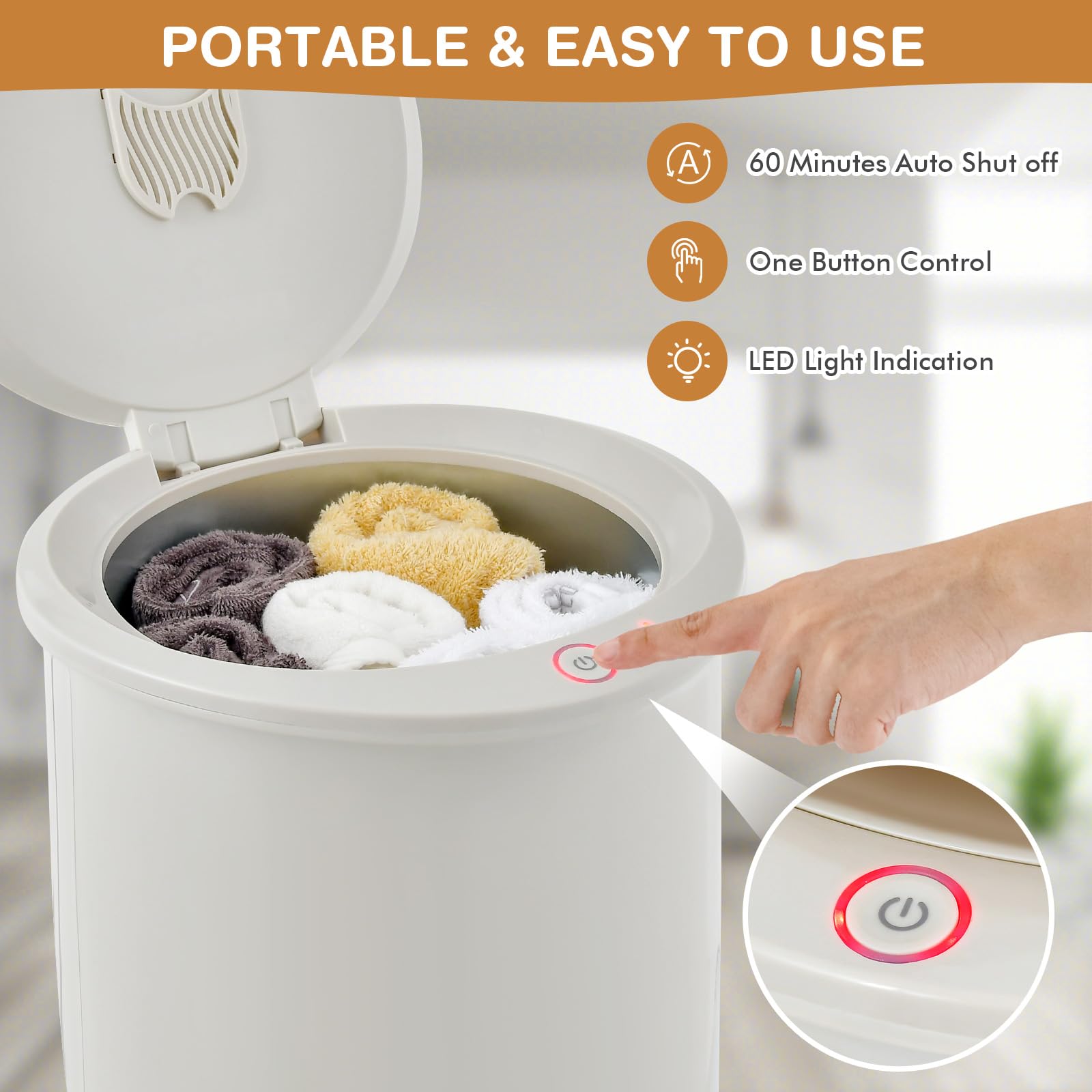 COSTWAY Bucket Style Towel Warmer, Large Towel Warmer with Flip-top Lid, Auto Shut Off, Ideal for 2 Oversized 45β x 70β Towels, Bathrobes, Portable Towel Warmer for Bathroom, Pool, Spa
