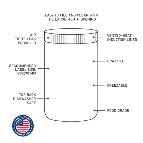 Divani® Plastic Containers with Screw on Lids - 32 oz Quart Hot or Cold Freezable Food Ice Cream Jars White BPA Free - Set of 4