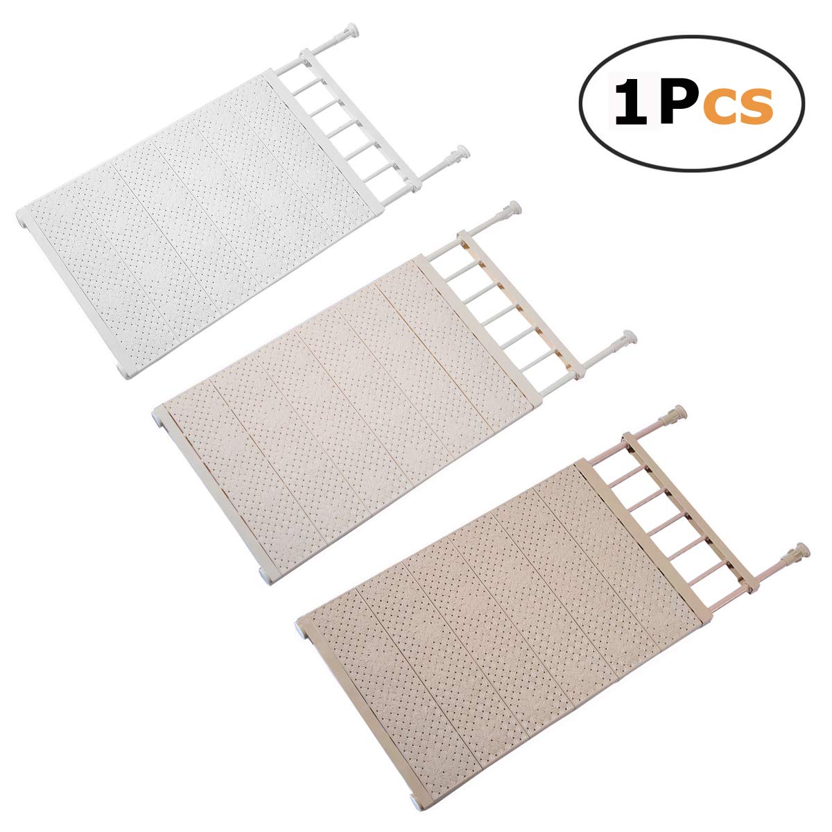 In kds Scalable Layered Separator Updated Version Adjustable Storage Rack Shelf for Wardrobe Refrigerator Cupboard Random Colour ((53-90) x42cm)