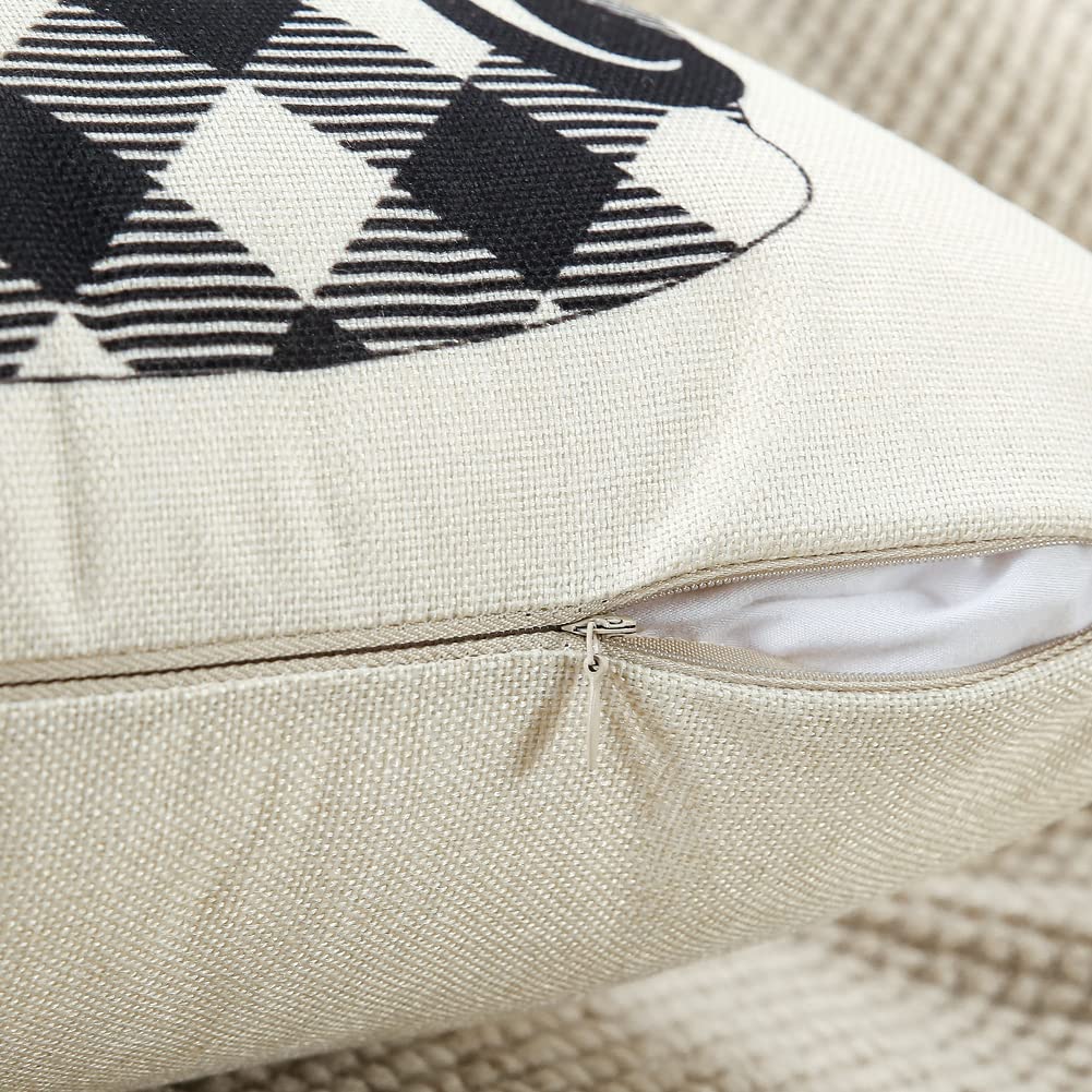 Ohok Easter Pillow Covers 18x18 Set of 4 Spring Pillow Covers Black and White Striped Rabbit Basket Decorative Pillow Covers for Farmhouse Home Decor Sofa Couch Chair Bed Bedroom Living Room