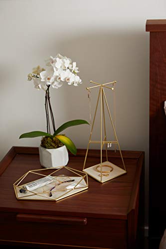 Umbra 299481-221 Prisma Tray, Geometric Plated Jewelry Storage, 11" Length x 7.25" Height x 1.5β Width, Matte Brass