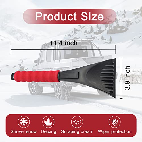 Dewkou Pack-2 Ice Scraper for Car, Car Windshield Window Snow Scraper, Car Window Frost Removal Brush Tool, Automobile Windscreen Defrost Squeegee for Winter, Universal Size for SUV, Cars