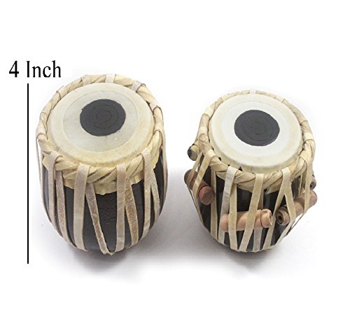 India Meets India Handmade Miniature Musical Instrument Set - Clarinet 8.5" and Tabla Drum 4" [Mango Wood - BROWN & YELLOW] - Decorative Tabla Set - Best Gift Made By Awarded Indian Artisan