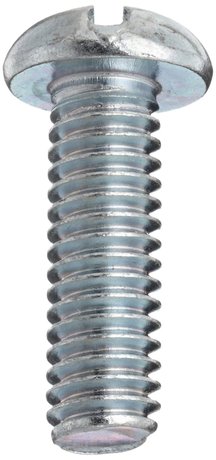 Small Parts Steel Machine Screw, Zinc Plated Finish, Round Head, Slotted Drive, Meets ASME B18.6.3, 1/2" Length, Fully Threaded, #8-32 UNC Threads (Pack of 100)
