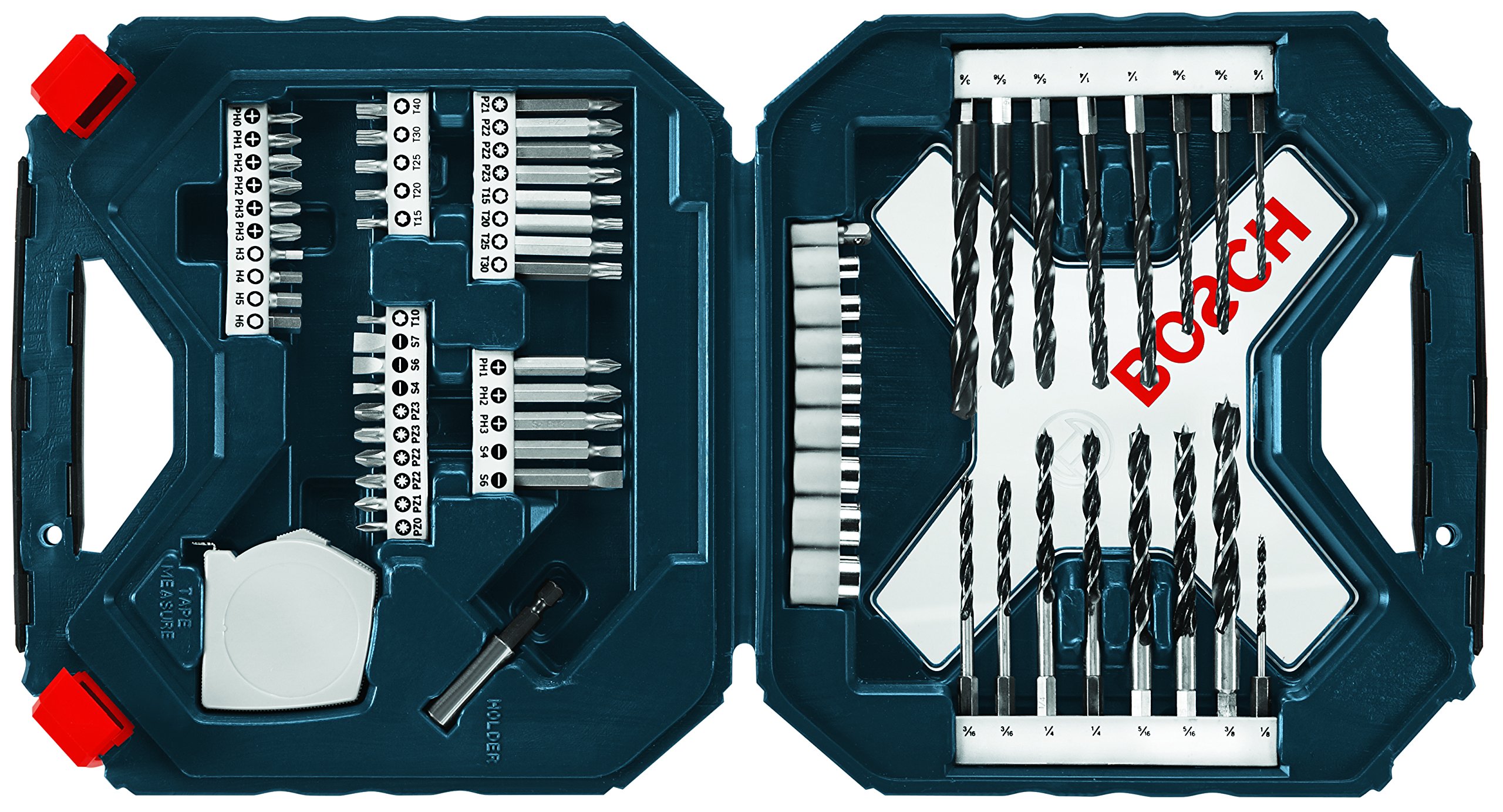 Bosch 18V Compact 1/2" Drill/Driver Kit with (2) 1.5 Ah Slim Pack Batteries GSR18V-190B22 & 65-Piece Drilling and Driving Mixed Set MS4065