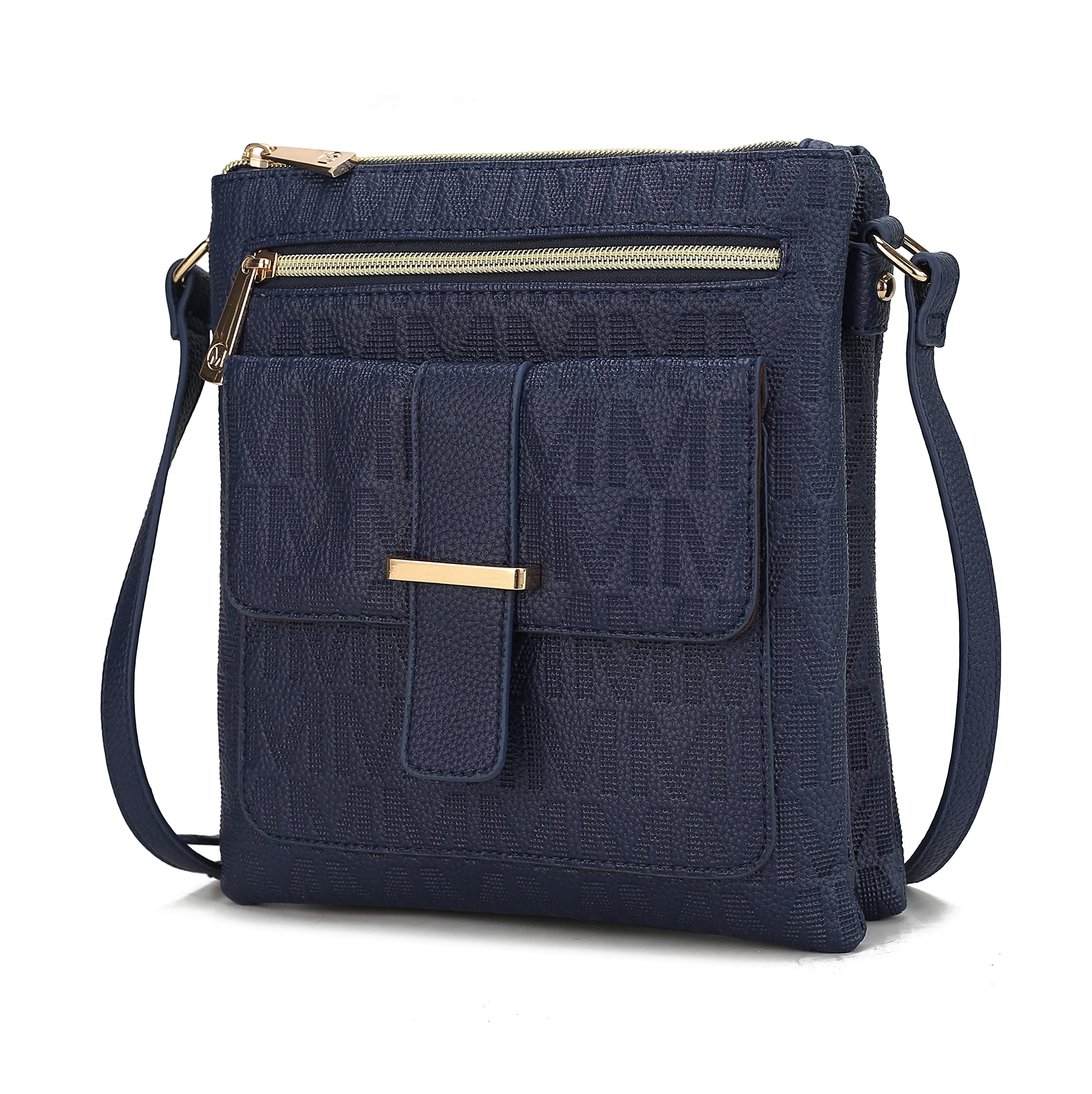 MKF Crossbody Bag for Women – PU Leather Pocketbook Handbag Triple Compartment Messenger Purse – Shoulder Strap