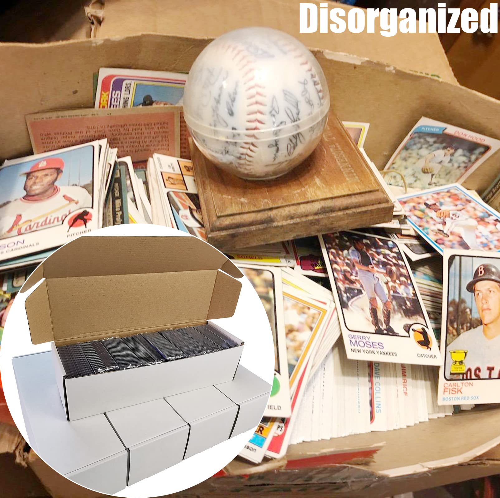 PLAYGOGYM Trading Card Storage Box - Baseball Card Storage Organizer - Sports Card Storage Boxes for Baseball Card, Football Trading Cards, Game Card Holder 5 Pack - 1750 Count