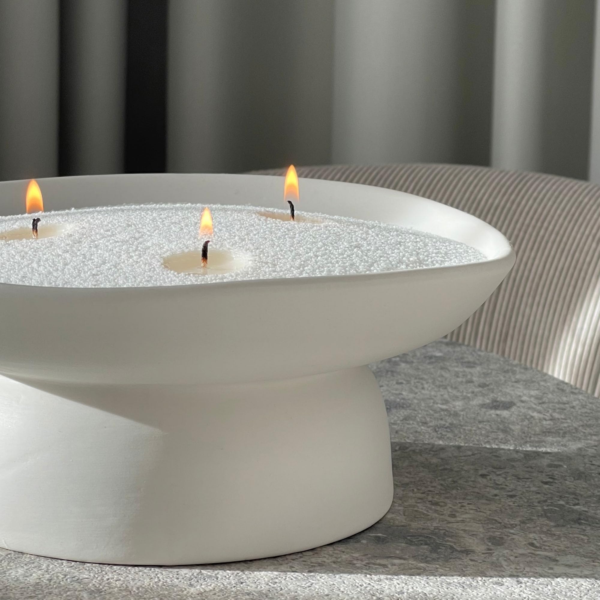 Candlera Pearled Candle Sand - 650g / 23 oz +30 Cotton Wicks, Unscented, Non-Toxic Luxury Candle Powder, Long-Lasting 80+ Hours, Eco-Friendly, Refillable White Candle with 30 Wicks Included