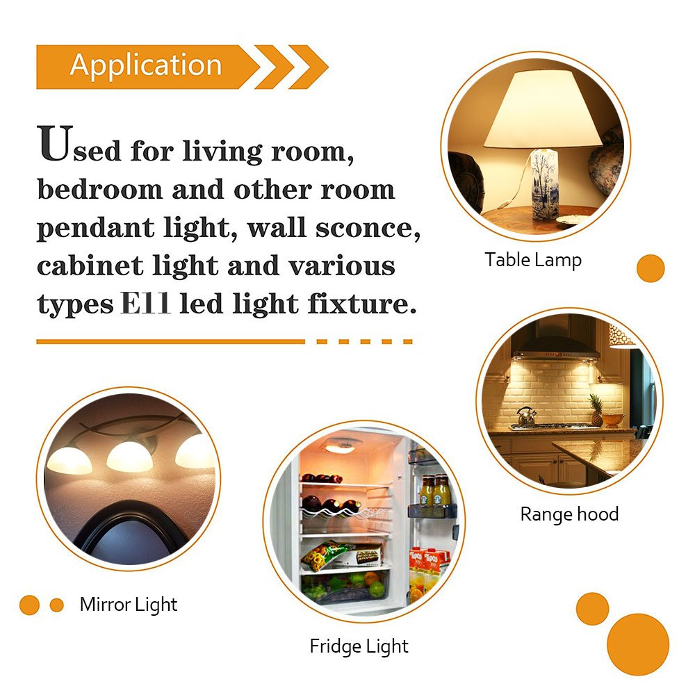 Finoti E11 LED Bulb Dimmable, 75W or 100W Halogen Bulbs Equivalent, Pack of 4 Lighting LED E11 T4 Mini-Candelabra Halogen Replacement (4 Pack) E11 120V for Chandeliers, Sconce (3000k)