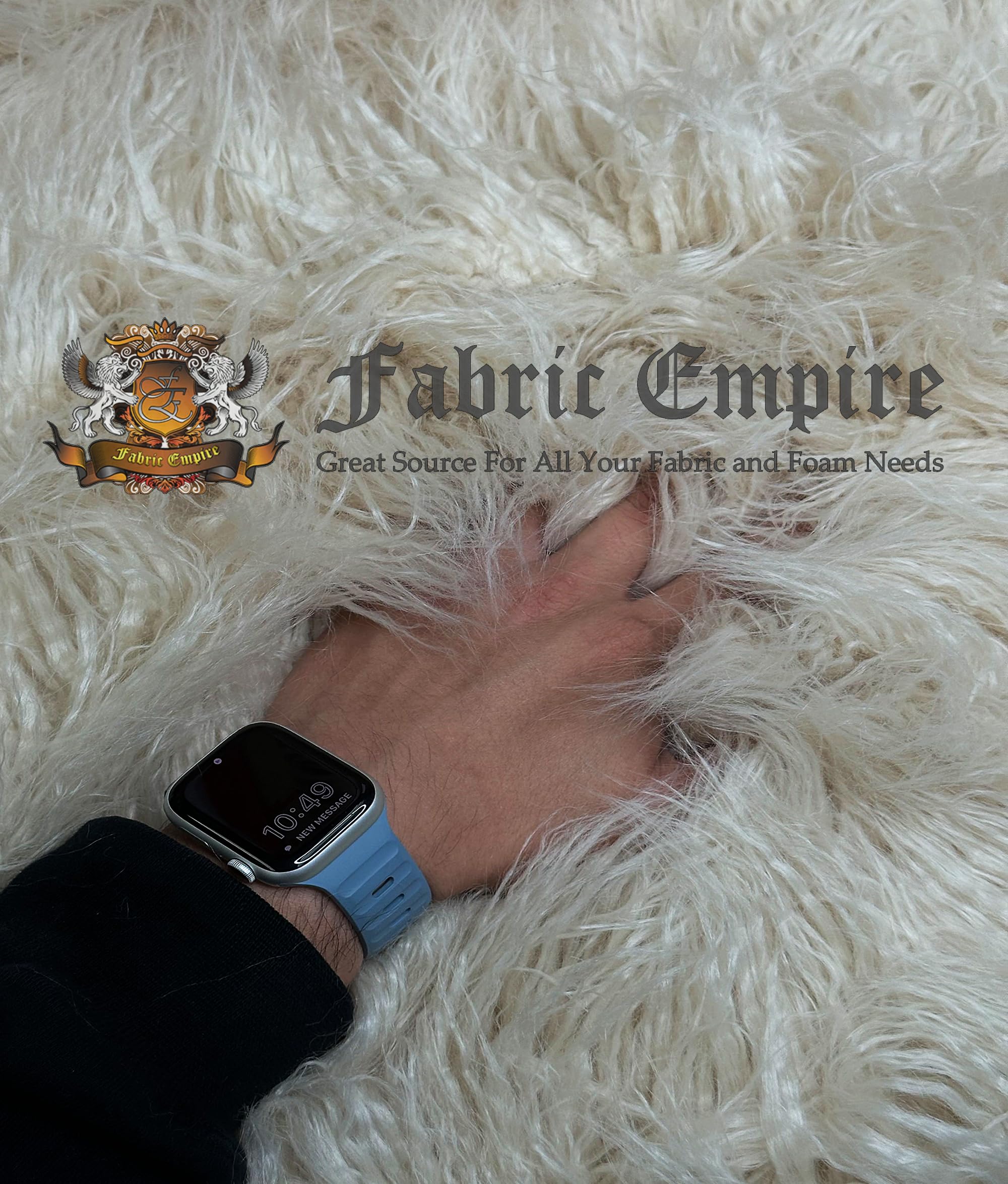 Fabric Empire 2.3oz Faux Curly Yak Fur Fabric 3.5" Long Pile Japanese Yarn / 58" Wide/Sold by The Continuous Yard (Latte Cream)