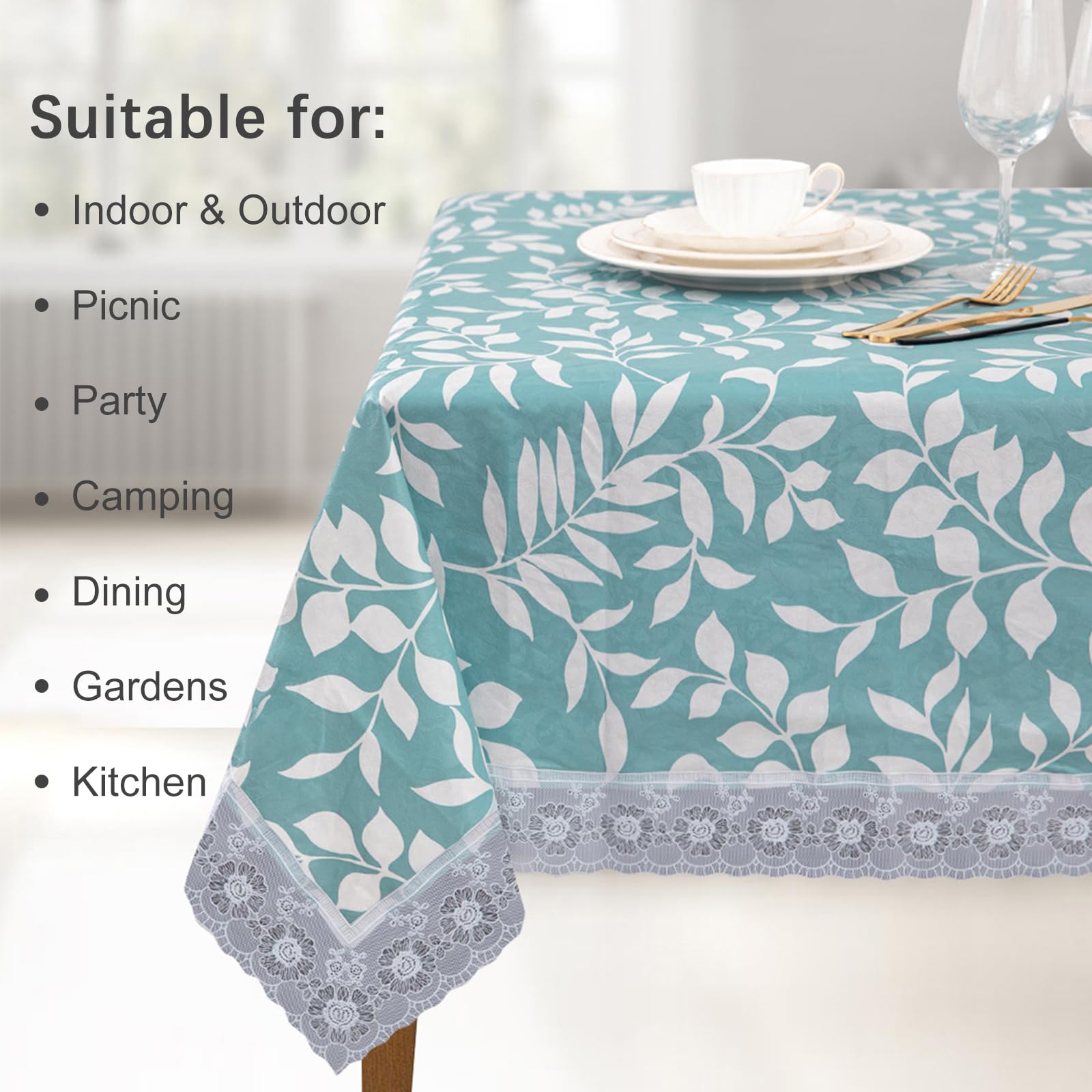JUCFHY Vinyl Tablecloth with Flannel Backing,Plastic Waterproof Rectangular Tablecloths,Easy Clean Spillproof Table Cloth for Indoor & Outdoor, Easy Care Table Cover(Brown Stripes,58 x 84 Inch)