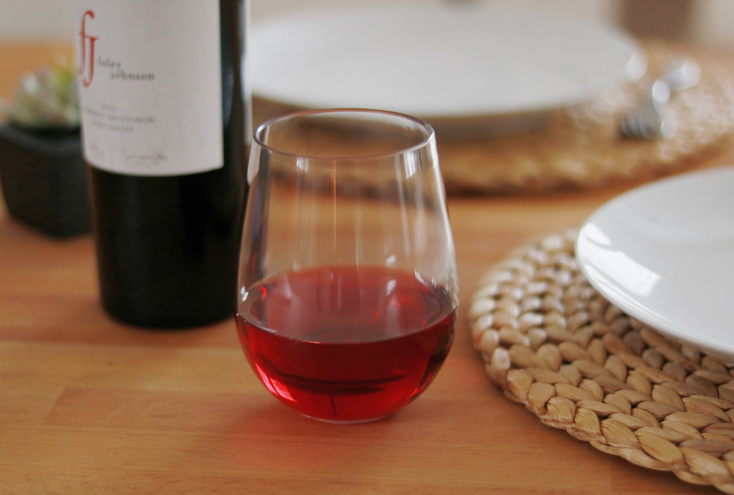 BONDII Unbreakable Stemless Wine Glasses (Set of 4) - 20 oz Shatterproof Tritan Plastic Wine Cups - 100% Top Rack Dishwasher Safe - For Indoor or Outdoor Use