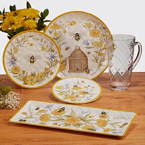 Certified International Bee Sweet 11" Melamine Dinner Plate, Set of 6, Multicolor, Large
