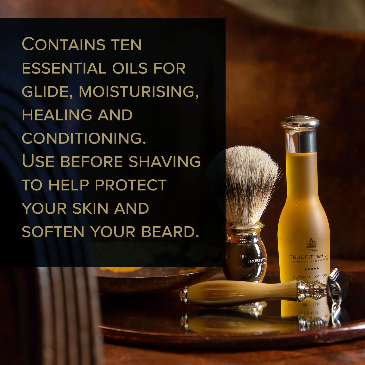 Truefitt & Hill Pre-shave Oil - Ultimate Comfort - Essential-Oil Based Ingredients that Moisturize, Heal, and Conditions Skin, Softens Hair Before Shave - 2 oz.