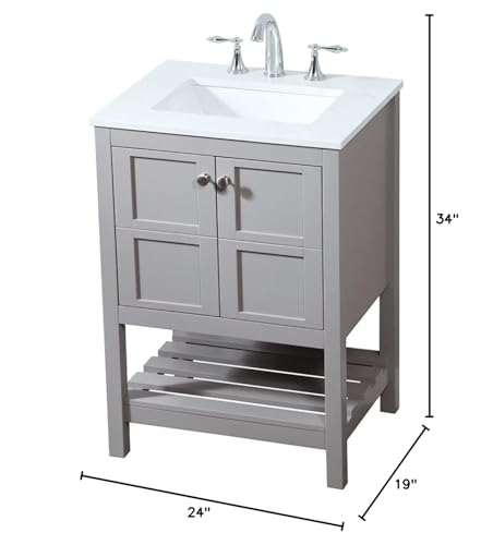 Elegant Kitchen and Bath 24 inch Single Bathroom Vanity Cabinet - Grey