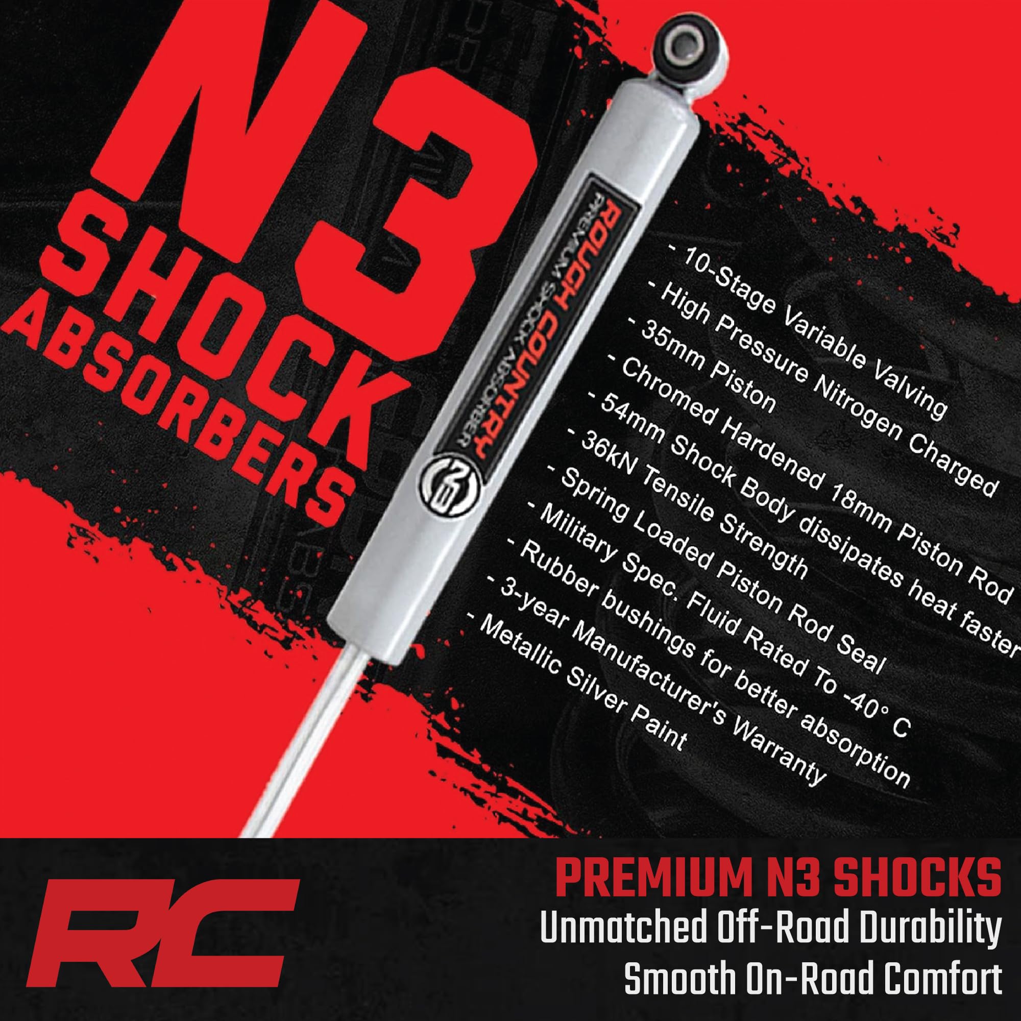 Rough Country 4.5-5.5" N3 Front Shocks for 98-11 Ford Ranger - 23211_A