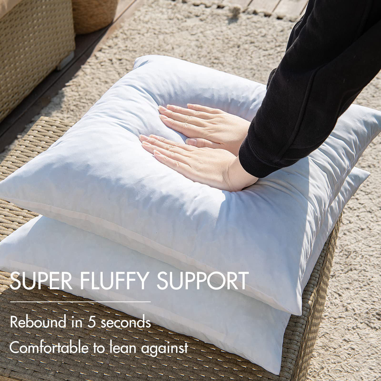 MIULEE 12 x 20 Pillow Inserts - Pack of 4 Water Resistant Shredded Memory Foam Outdoor Pillows - Decorative Premium Pillow Forms Stuffer for Couch Patio Furniture Living Room