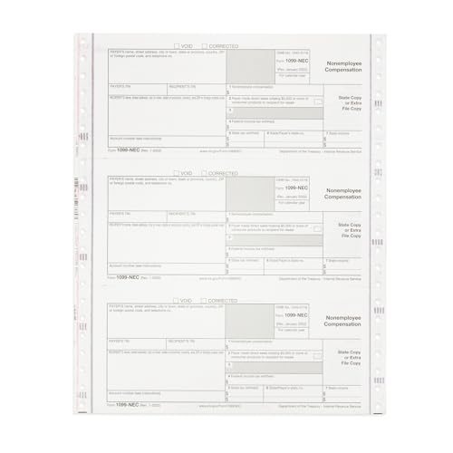 Blue Summit Supplies 2024 1099-NEC 4 Part Carbonless Tax Forms for Dot Matrix Printers, Tax Form Kit Designed for Use with QuickBooks and Accounting Software, 25 Pack