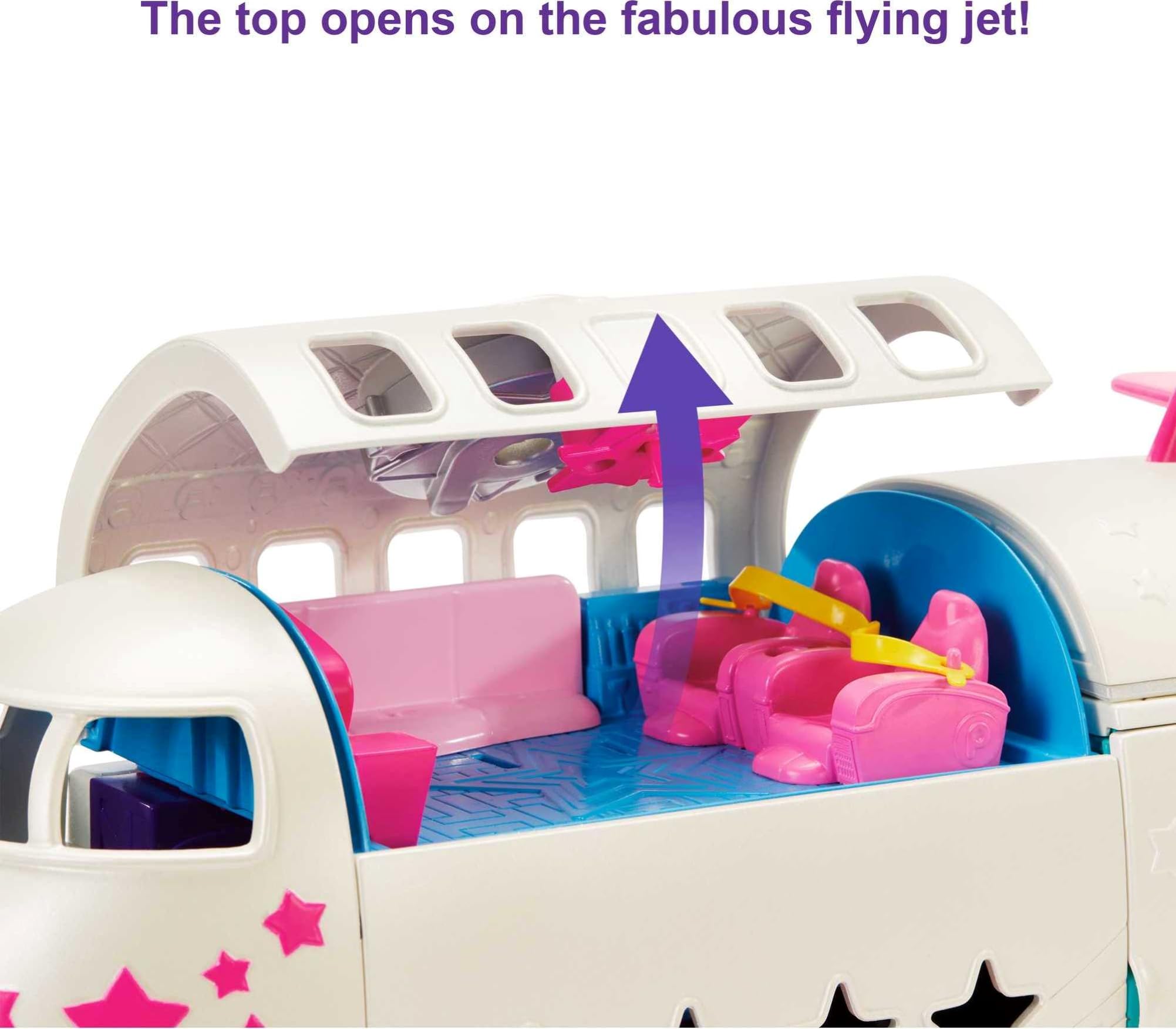 Polly Pocket Travel Toy Playset with 3-inch Doll & Accessories, Transforming Fabulous Flying Jet Airplane Toy