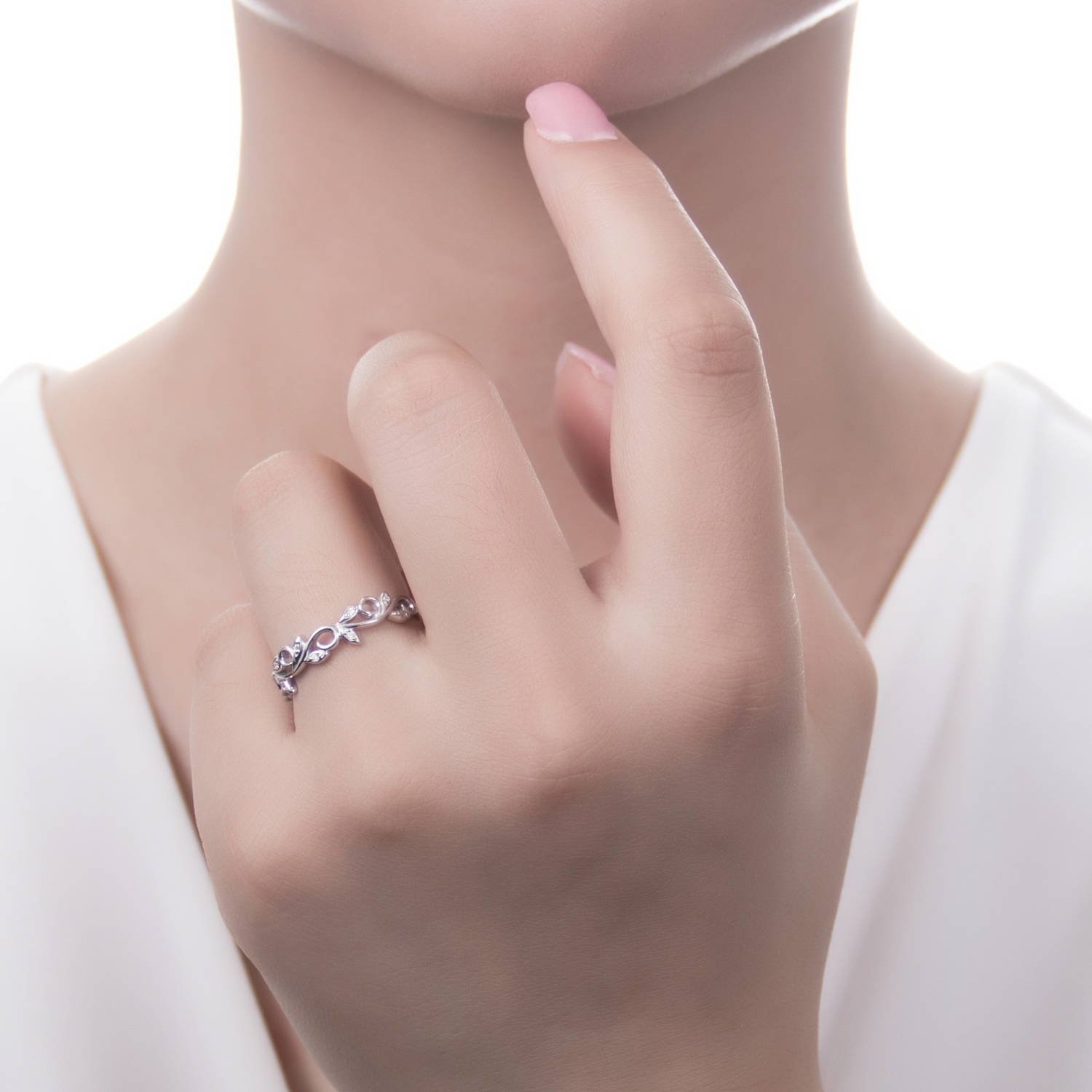 BERRICLE Sterling Silver Leaf Wedding Engagement Rings Cubic Zirconia CZ Solitaire Ring Set for Women, Rhodium Plated Size 9