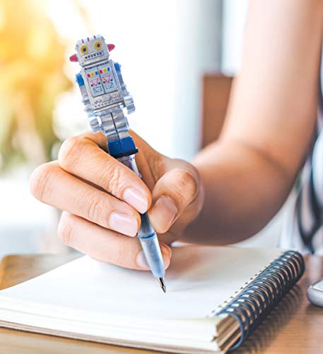 Puzzled Robot Planet Pens - Cute & Realistic Robot Figure Decor On Ballpoint Novelty Pen Toy, Unique Writing Pen Instrument for School and Office